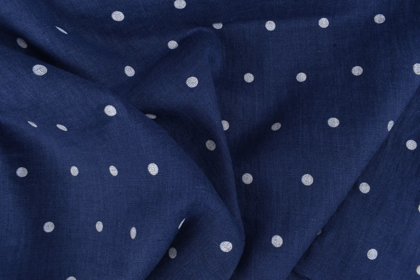 Washed Blue Linen in White Dots – Fabric Couture